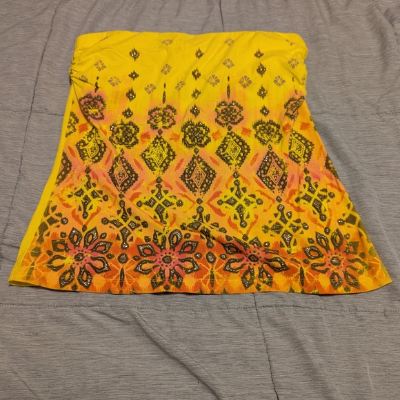 No Boundaries | Tops | Yellow And Orange Patterned Tube Top | Poshmark